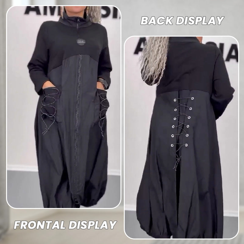 Rochie cu mânecă lungă, cu decolteu mock și cordon🔥transport gratuit – casseen