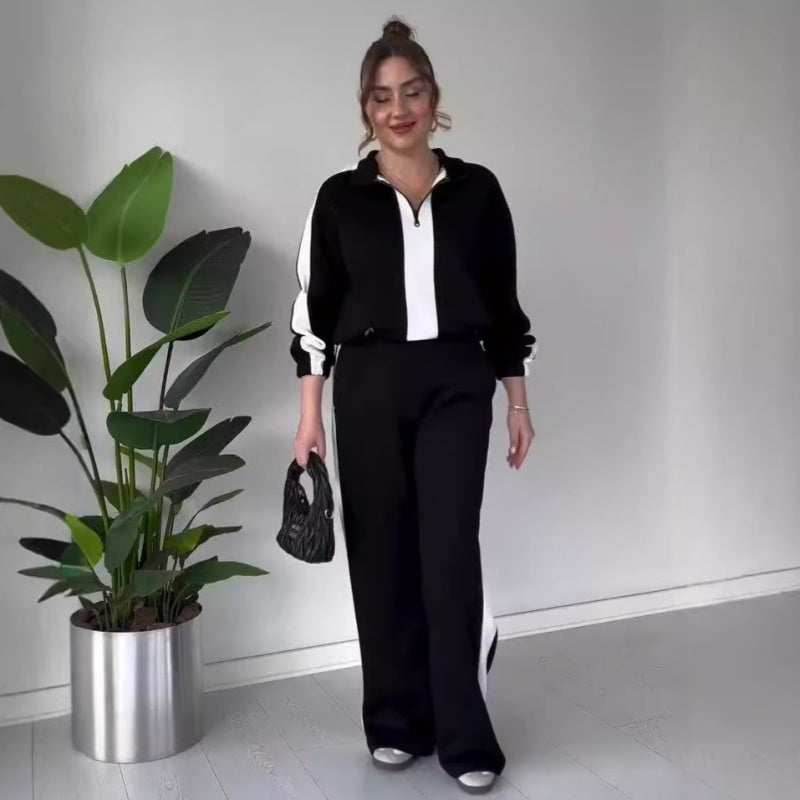 🌸 Topuri cu fermoar la rever pentru femei ＆ Set de pantaloni 2 piese ...